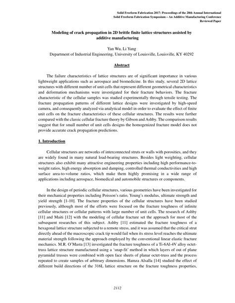 Pdf Modeling Of Crack Propagation In 2d Brittle Finite Lattice Structures Assisted By Additive