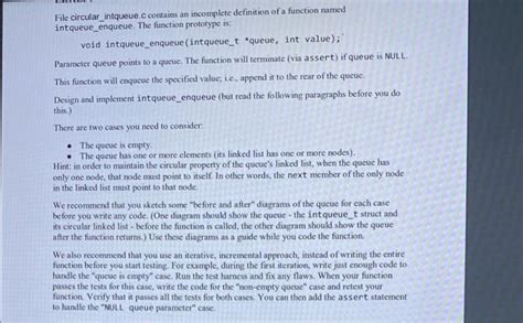 Solved File Circularintqueuec Contains An Incomplete