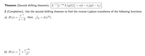 Solved Theorem Second Shifting Theorem L E Sti L Solved Theorem Second Shifting Theorem L E Sti L