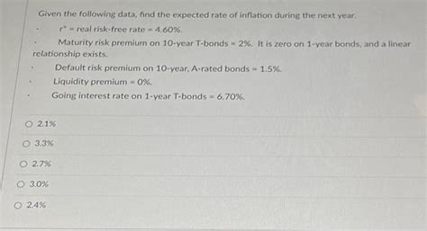 Solved Given The Following Data Find The Expected Rate Of Chegg