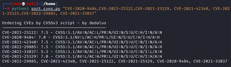 Github Julio Navarro Larasort Cves A Simple Python Script To Sort A Set Of Cves By Cvssv3 Score