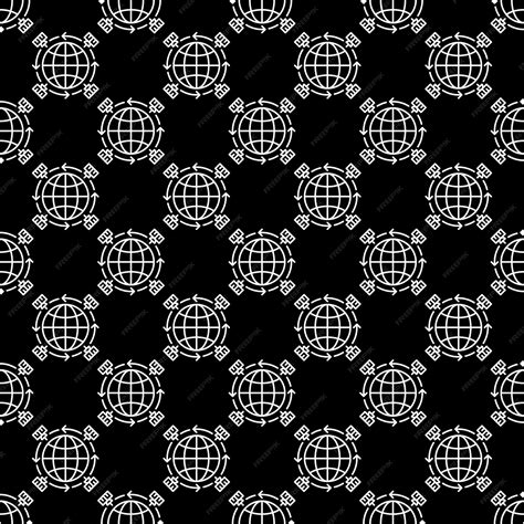 Premium Vector Satellites Around The Earth Vector Concept Dark Seamless Pattern In Outline Style