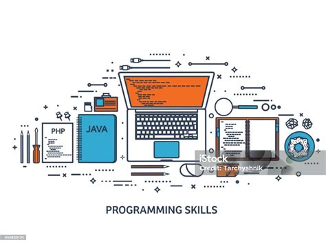 Ilustración De Programación La Codificación Fondo De Computación Plana Código Hardware Software