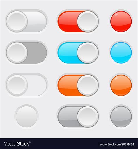 Toggle Switch Colored Web Buttons Royalty Free Vector Image