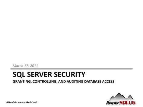 PPT SQL Server Security Granting Controlling And Auditing DATABASE ACCESS PowerPoint