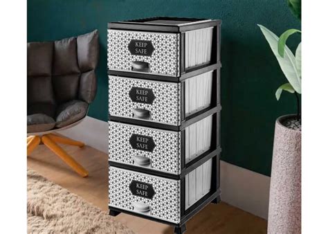 Комод пластиковый Fine 4 ящика Тумбочка пластмассовая с ящиками 1 050 грн Меблі для спальні