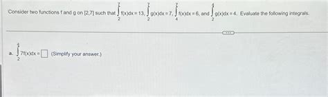 Solved Consider Two Functions F ﻿and G ﻿on 27 ﻿such That