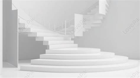 시상식을 위해 흰색 스튜디오 배경을 배경으로 한 미니멀리스트 계단 장면의 매혹적인 3d 렌더링 리스 배경 사진관 배경 흰색 계단 배경 이미지 Hd 리스 사진관