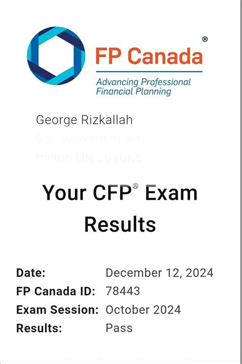 Im Thrilled To Share That I Have Passed The Cfp Exam Through Fp Canada