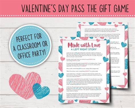 Made With Love Valentines Day Left Right Game Valentine Left Right