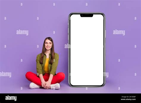 Portrait Of Attractive Cheery Girl Copy Empty Space Advert Ui Network Solution Isolated Over