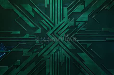 Green Lines Tech Border Abstract Pattern Edge Background Stock