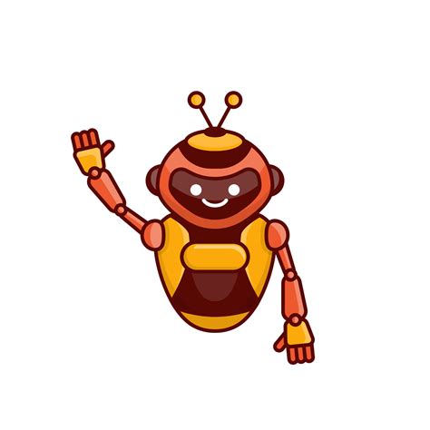 Robot Character Say Hi Hello Vector Illustration Cute Robot Cartoon Illustration Design