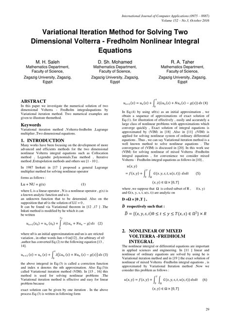 pdf variational iteration method for solving two dimensional volterra