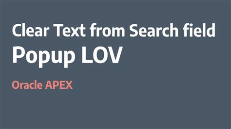 Clear Text From Search Field In Apex Oracle Apex Youtube