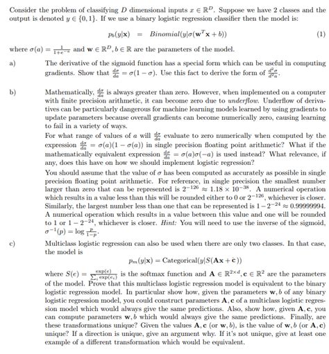 Solved Consider The Problem Of Classifying D Dimensional