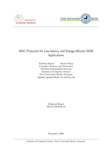 PDF MAC Protocols For Low Latency And Energy Efficient WSN Applications
