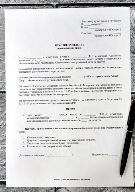 Как подать заявление на развод с детьми Исковое заявление в суд