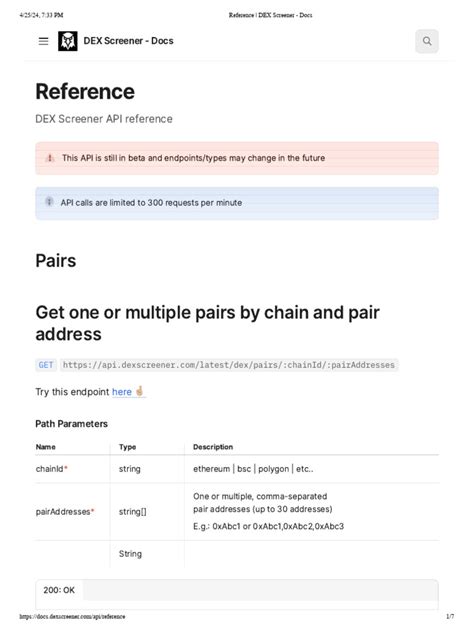 Reference Dex Screener Docs Pdf Software Engineering Computer