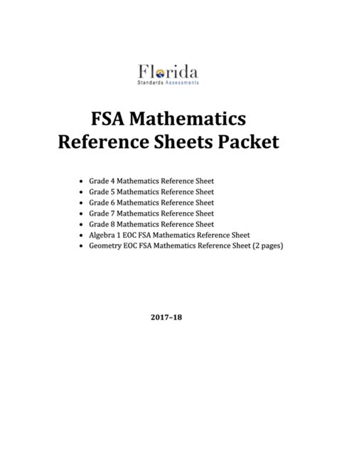 43 Math Reference Sheets Free To Download In Pdf