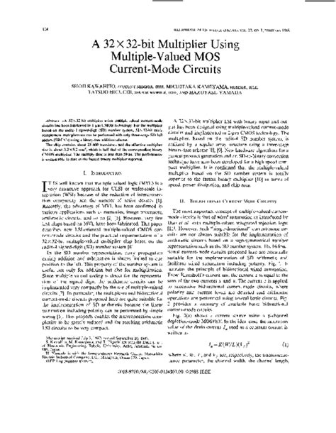 pdf a 32 32 bit multiplier using multiple valued mos current mode