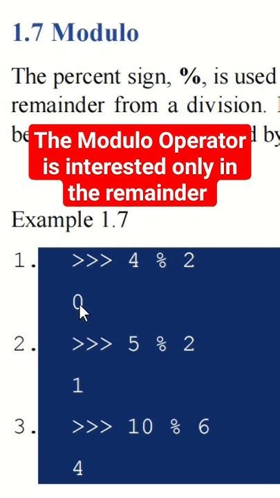 The Python Modulo Operator Python Arithmeticoperators Arithmetic Arithmeticoperator Youtube