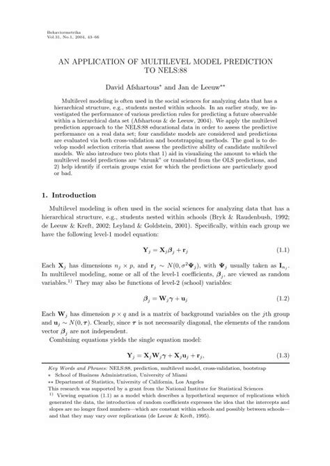 Pdf An Application Of Multilevel Model Documentsafshartous