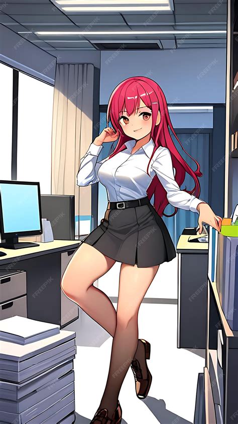 Premium Photo Cute Anime Business Woman In Office