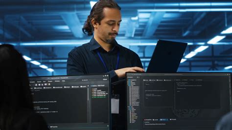 Manager In Data Center Doing Annual System Stock Footage SBV 349037601