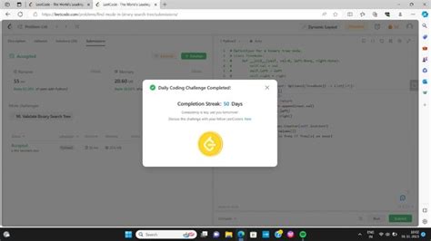 Celebrating 50 Day Leetcode Streak Akshaya P I Posted On The Topic