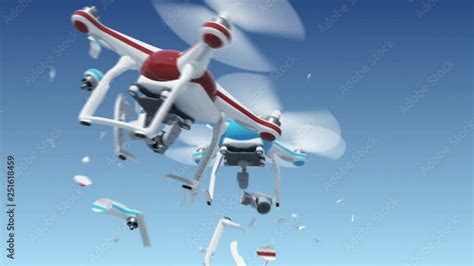 Collision Of Two Drones In The Air Beautiful 3d Animation On Sky Background And Green Screen
