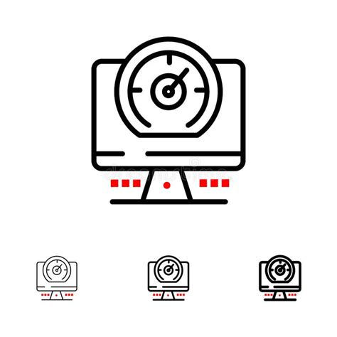 Compass Computer Timer Location Bold And Thin Black Line Icon Set Stock Vector Illustration