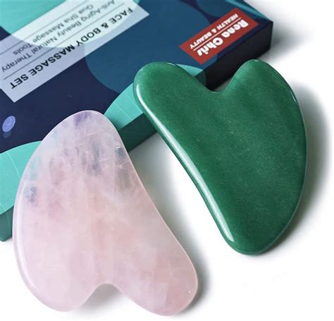 Rena Chris Gua Sha Facial Tools Natural Jade Stone Guasha Manual