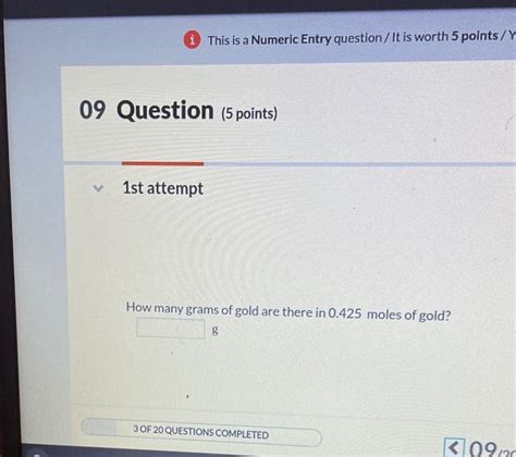 Solved I This Is A Numeric Entry Question It Is Worth 5