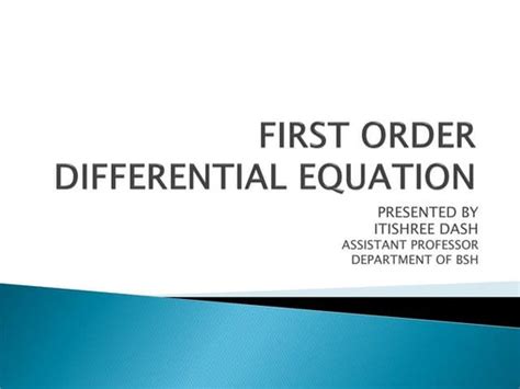 1st Order Differential Equations Ppt