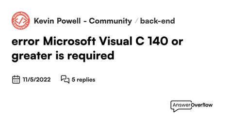 Error Microsoft Visual C 140 Or Greater Is Required Kevin Powell