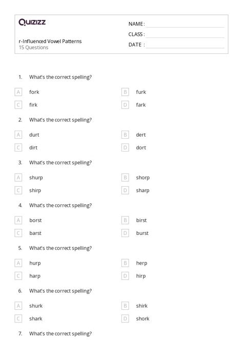 50 Spelling Patterns Worksheets For 4th Grade On Quizizz Free And Printable