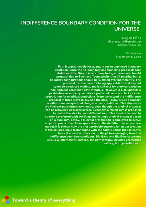 Pdf Indifference Boundary Condition For The Universe Pdf Indifference Boundary Condition For The Universe