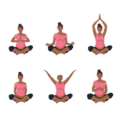 Premium Vector Pregnant Woman In The Lotus Position Set