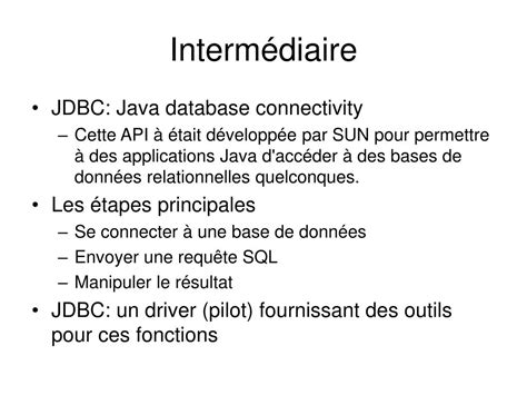 Ppt Jdbc Manipuler Une Base De Données En Java Powerpoint Presentation Id489978