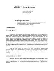 Lesson 7 Sex And Senses Docx LESSON 7 Sex And Senses Human Affects The Senses Senses And