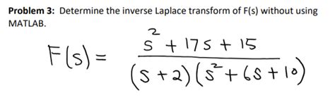 Solved Determine The Inverse Laplace Transform Of Fs Without Using