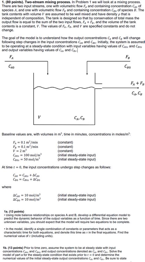 solved 1 80 points two stream mixing process in problem
