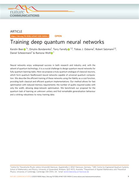 Pdf Training Deep Quantum Neural Networks