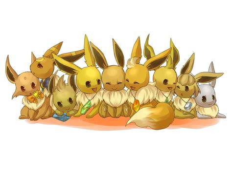 Download Cute Eevee Holding Stones Wallpaper