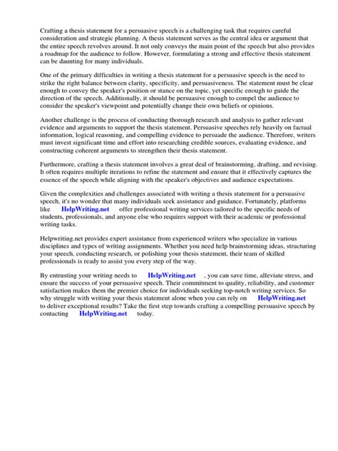 How To Write A Thesis Statement For Persuasive Speech Pdf Essays Thesis