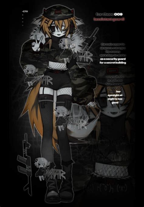 Cute Antro Fox Girl Chibi Gun Dark Disguise Guard Security Open Ychcommishes