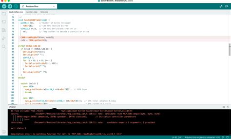 No Matching Function For Call To Mcpcanreadmsgbufuint8t Uint8t