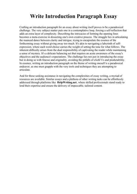 Write Introduction Paragraph Essay Pdf