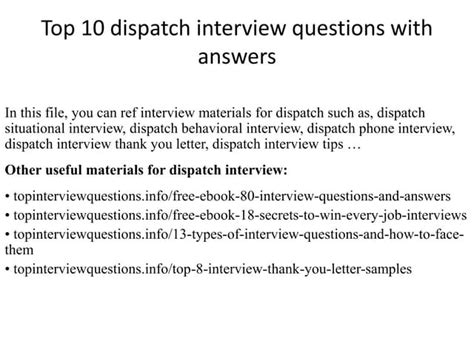 88 Dispatcher Interview Questions And Answers Pdf